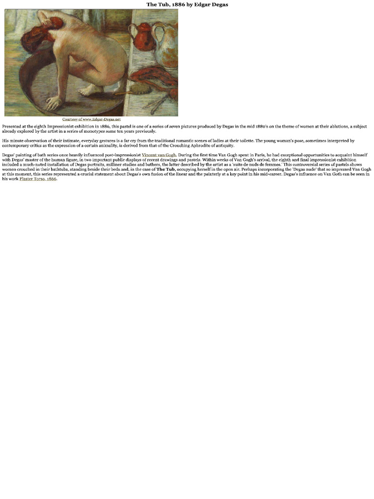 The Tub, 1886 by Edgar Degas | PDF