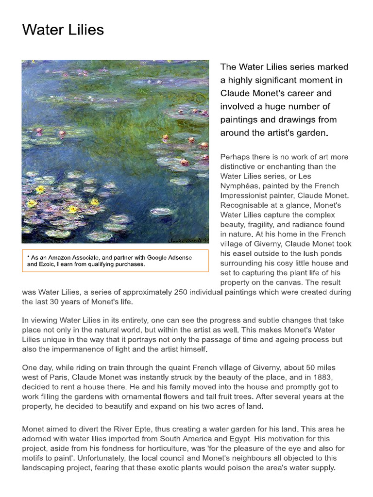 Water Lilies by Claude Monet | PDF