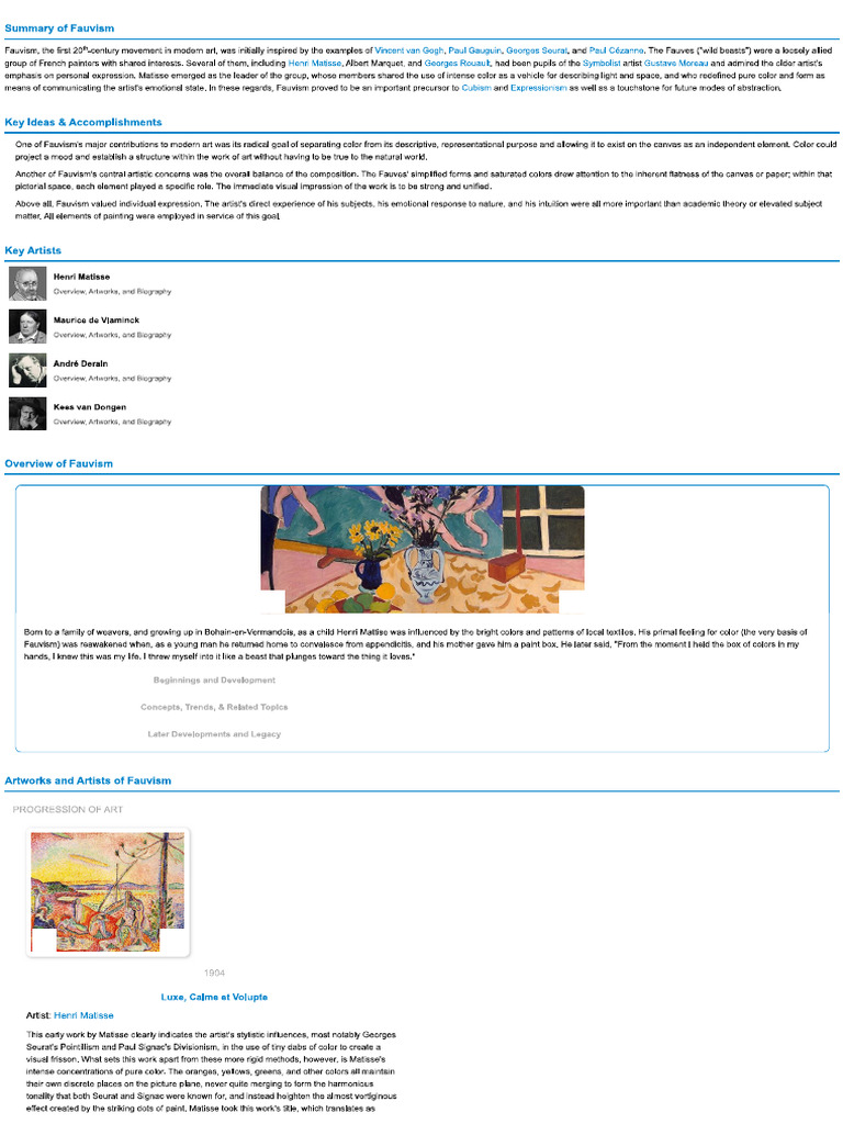 Fauvism Movement | PDF