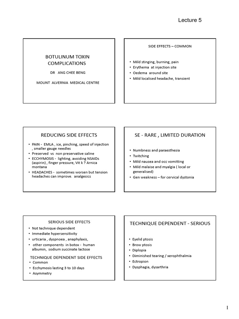 BTXA 5 Complications 2019 ACB | PDF | Botulinum Toxin | Clinical Medicine