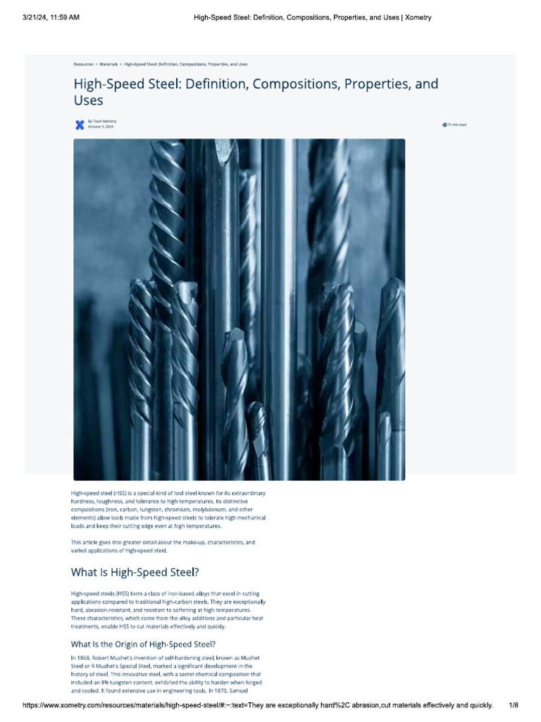High-Speed Steel - Definition, Compositions, Properties, and Uses ...