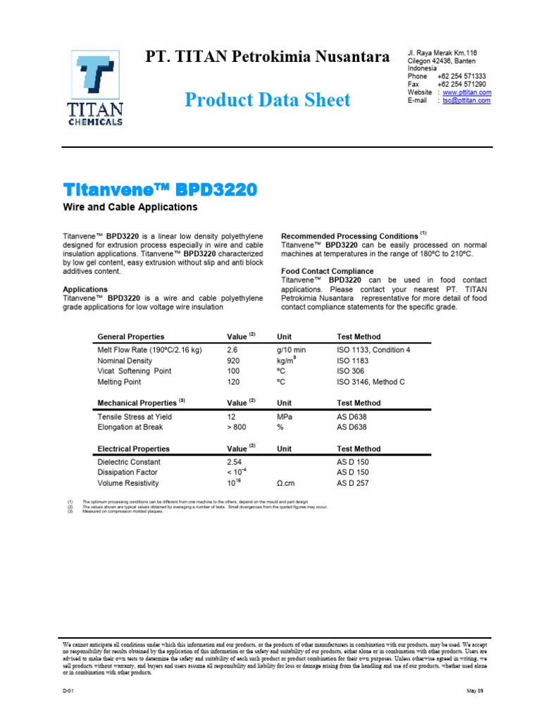 Mpeinsubpd0000b3 Pe Monosil BPD 3220 - Titan | PDF | Polyethylene ...
