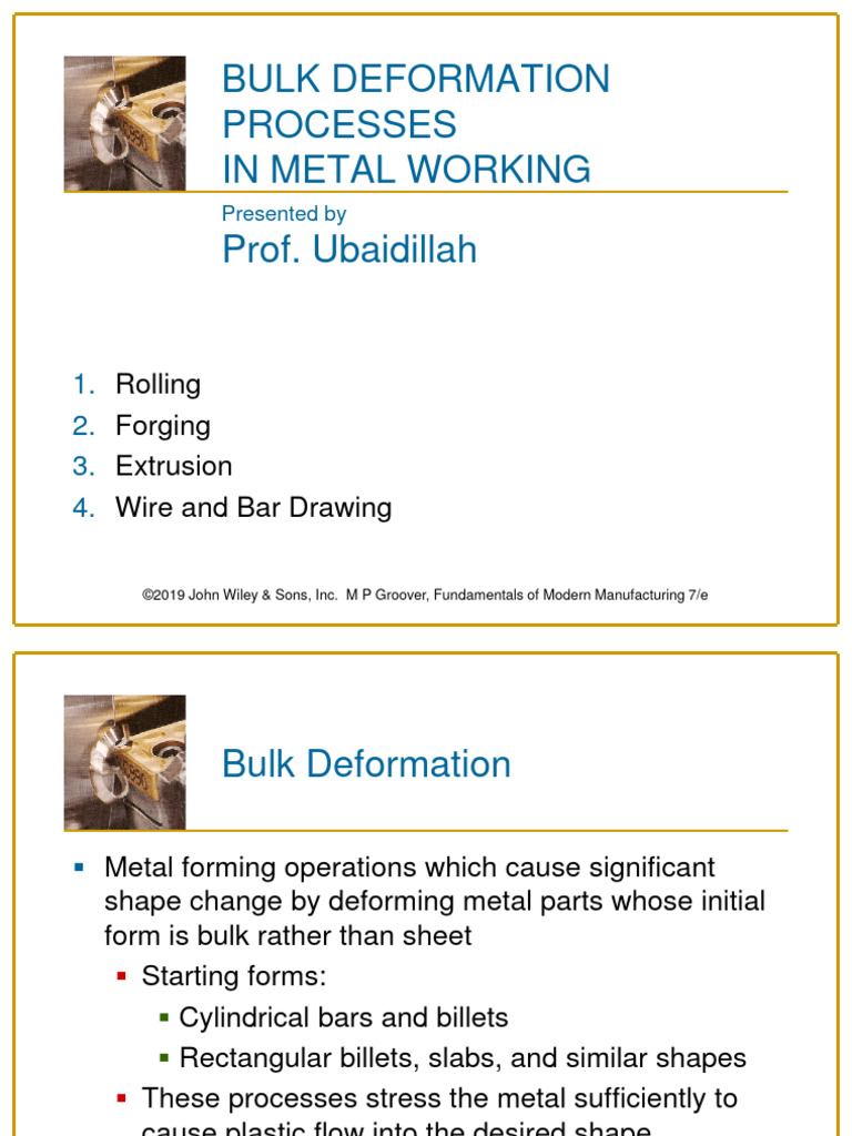 Chapter 11 Metal Working 1 Bulk Metal | PDF | Forging | Extrusion