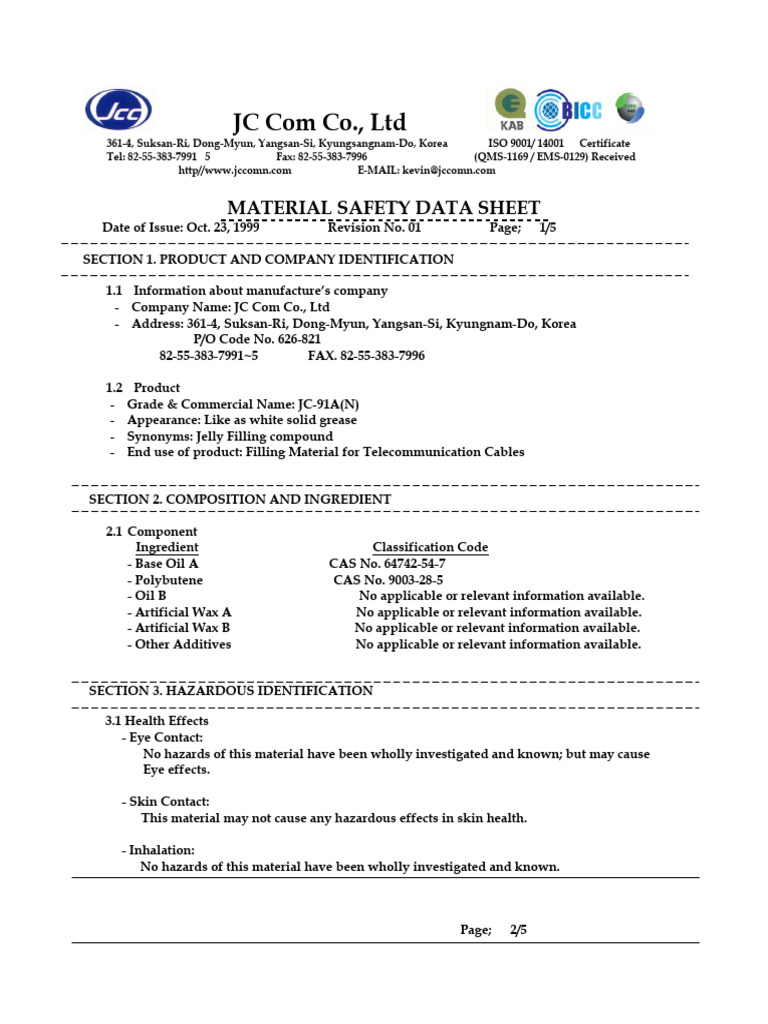 Njelly0jc91a0000 Jelly Jc-91a - JC Com LTD | PDF | Chemistry