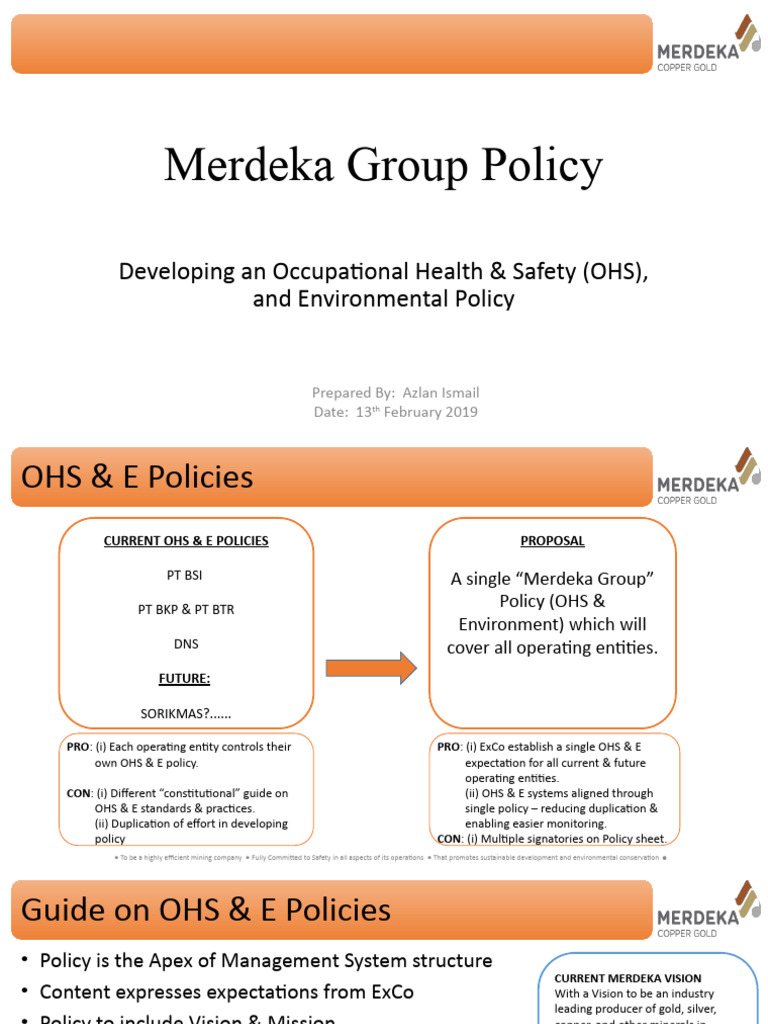 Merdeka Group OHS & Environmental Policy | PDF | Mining | Sustainability