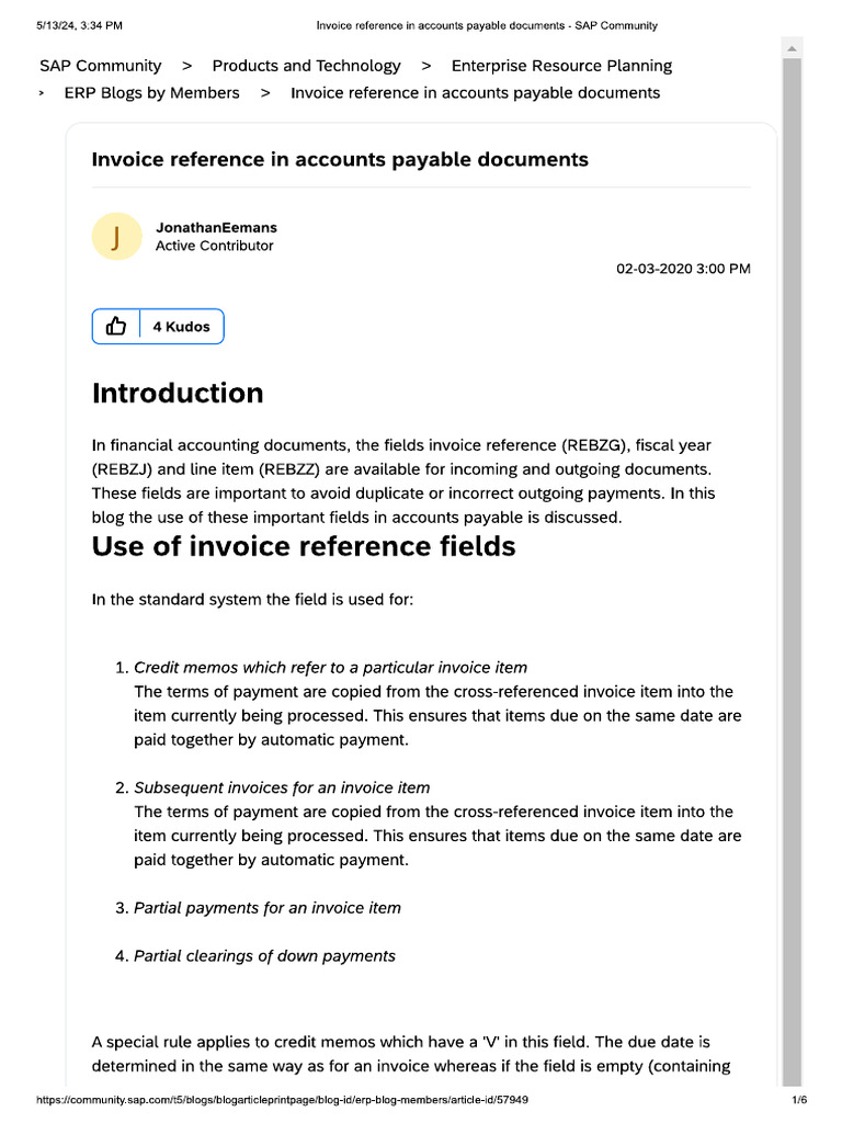 Invoice Reference in Accounts Payable Documents | PDF