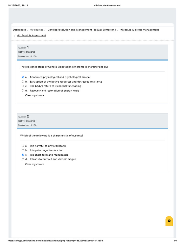 CRM 4th Module (30 Marks) | PDF | Stress (Biology) | Clinical Medicine
