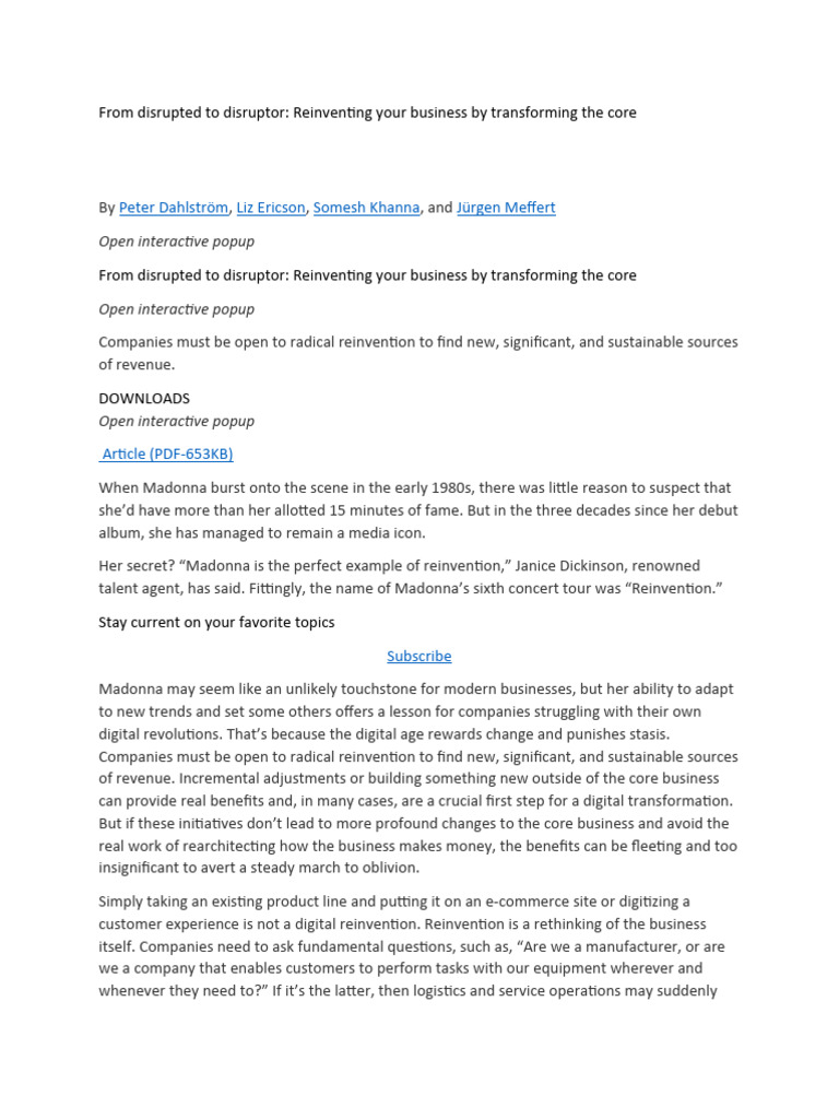 From Disrupted To Disruptor | PDF | Business Process Management ...