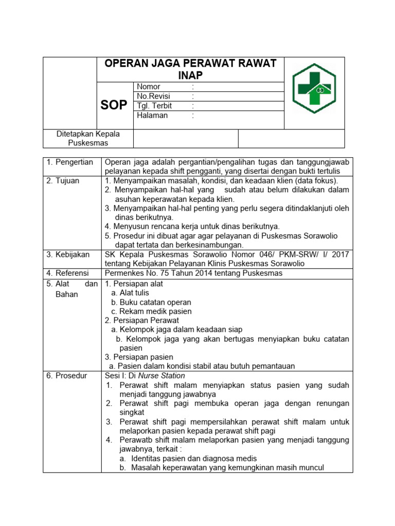 Sop Pergantian Shift | PDF