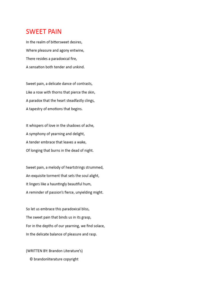 Embracing Sweet Pain: A Poetic Journey | PDF