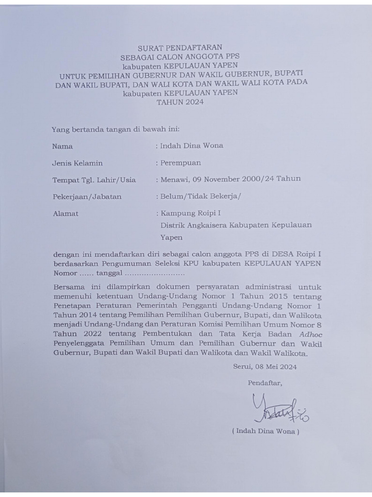 Surat Pendaftaran | PDF