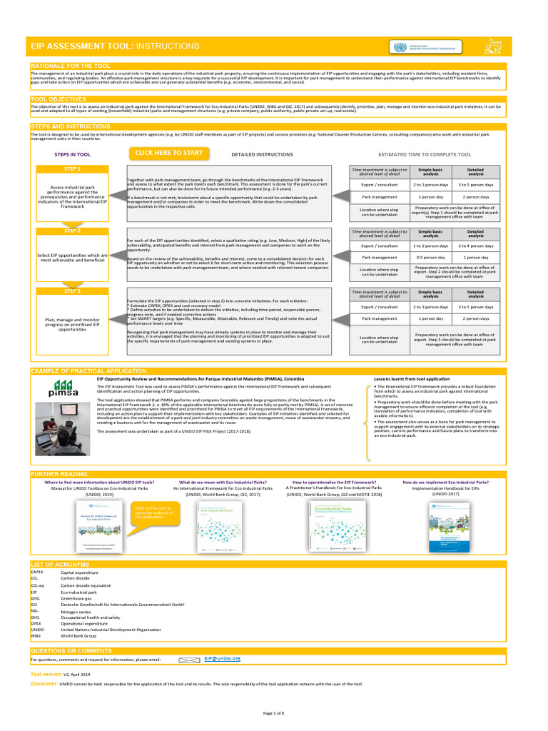 UNIDO EIP Assessment Tool V2 | PDF | Waste | Climate Change Mitigation