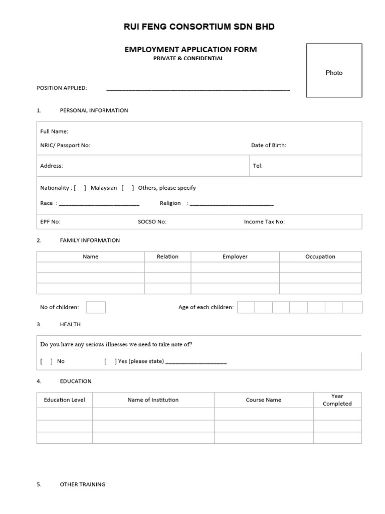 Job Application Form Template | PDF