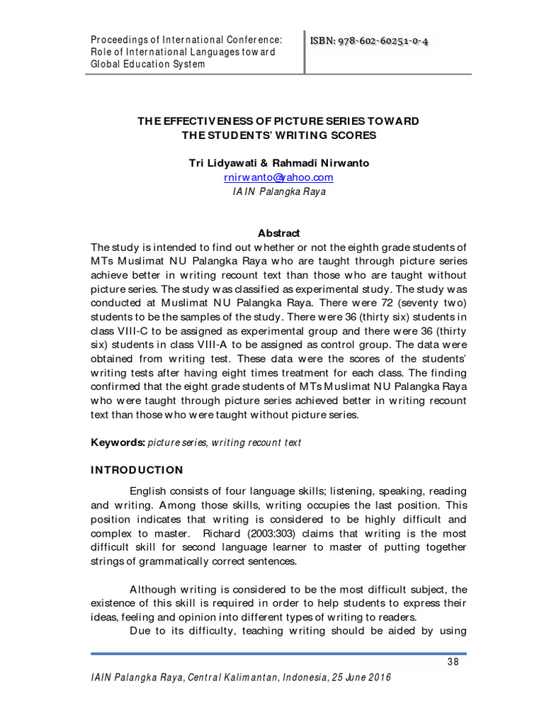The Effectiveness of Picture Series Toward | PDF | Student's T Test ...