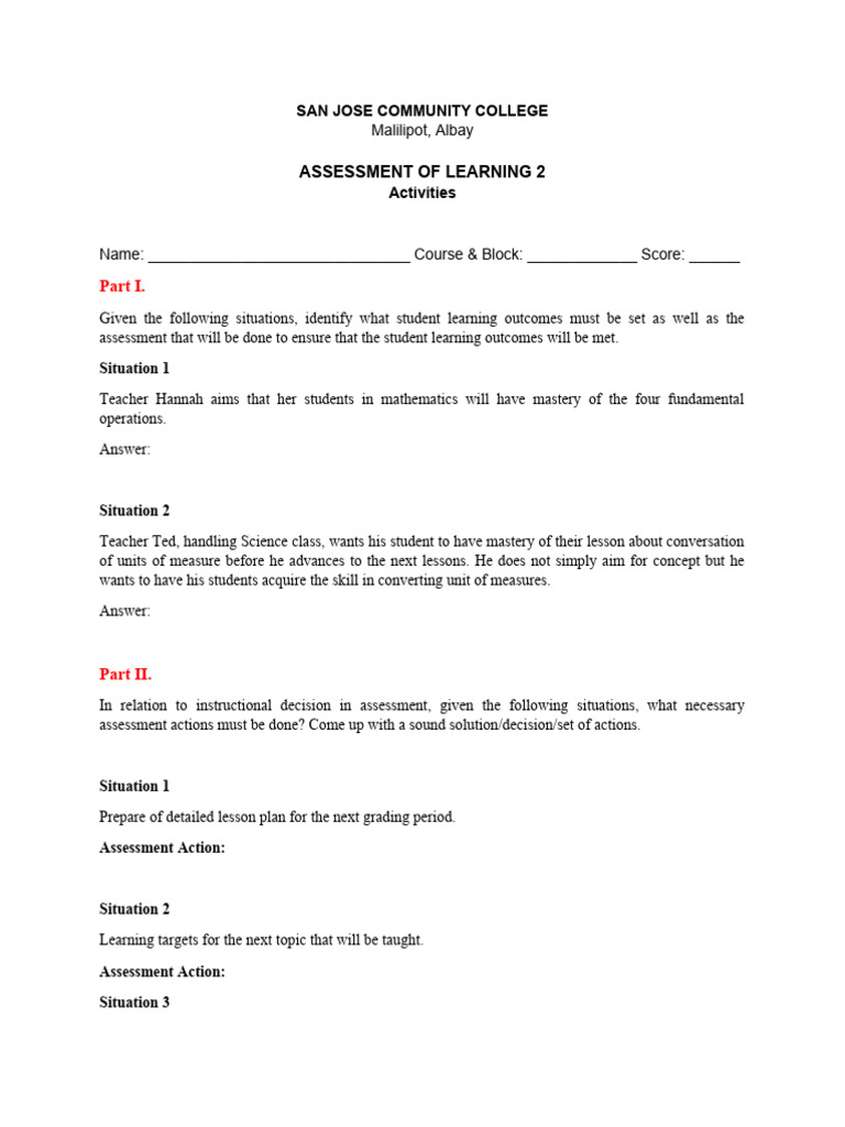 Activities | PDF | Educational Assessment | Cognition