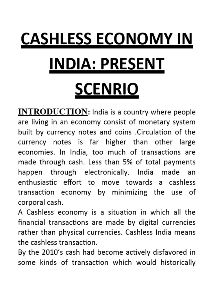 Cashless Economy in India (Mansi Sharma) | PDF | Cash | Debit Card
