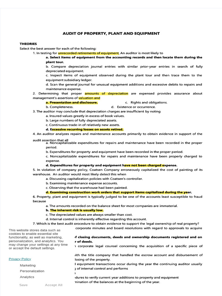 PDF Audit of Ppe - Compress | PDF | Depreciation | Expense