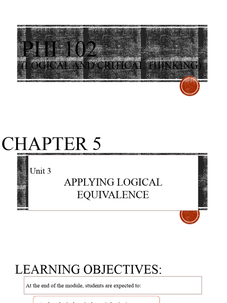 Unit 3 Applying Logical Equivalence | Download Free PDF | Syntax (Logic) | Logic