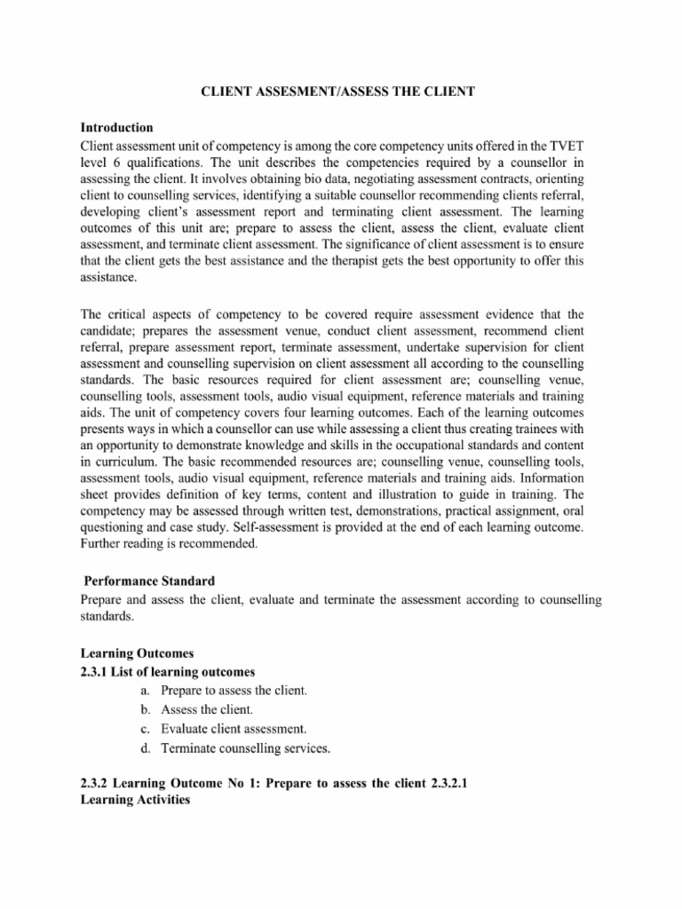 Assess The Client - Student Notes | PDF