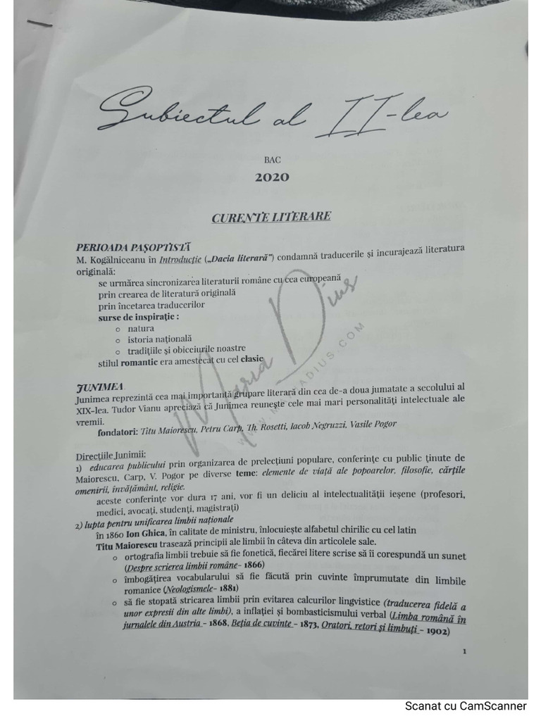 Curente Literare + Modurile de Expunere | PDF