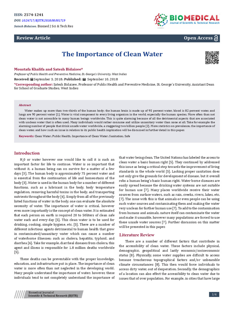 The Importance of Clean Water | PDF | Drinking Water | Water