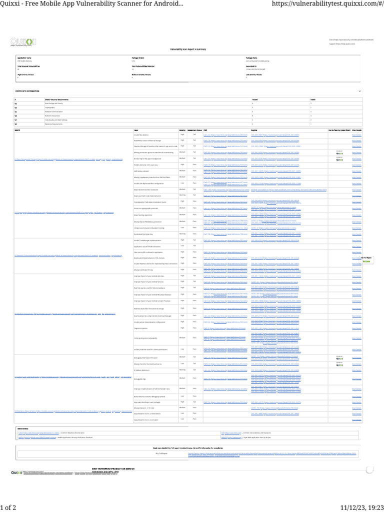 Quixxi Android App Vulnerability Scanner | PDF | Cryptography | Android ...