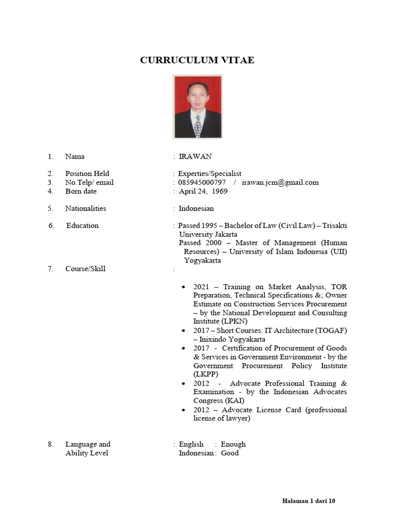 CV Eng Jan2024 | PDF | Procurement | Consultant