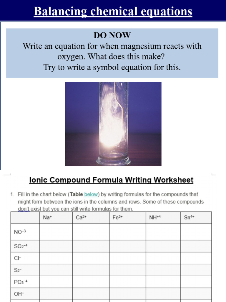 Igcse Chemistry Lesson 1 Balancing Chemical Equations Pdf Chemical Reactions Chemistry