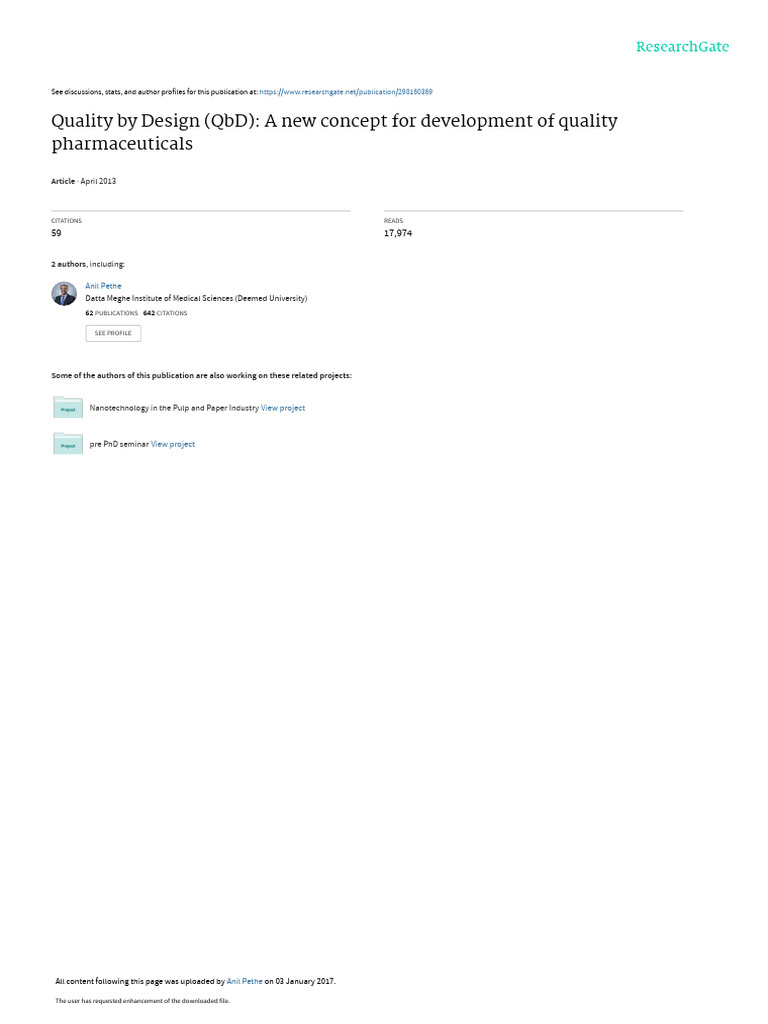 QBD Reviewarticle | PDF | Food And Drug Administration | Pharmaceutical ...