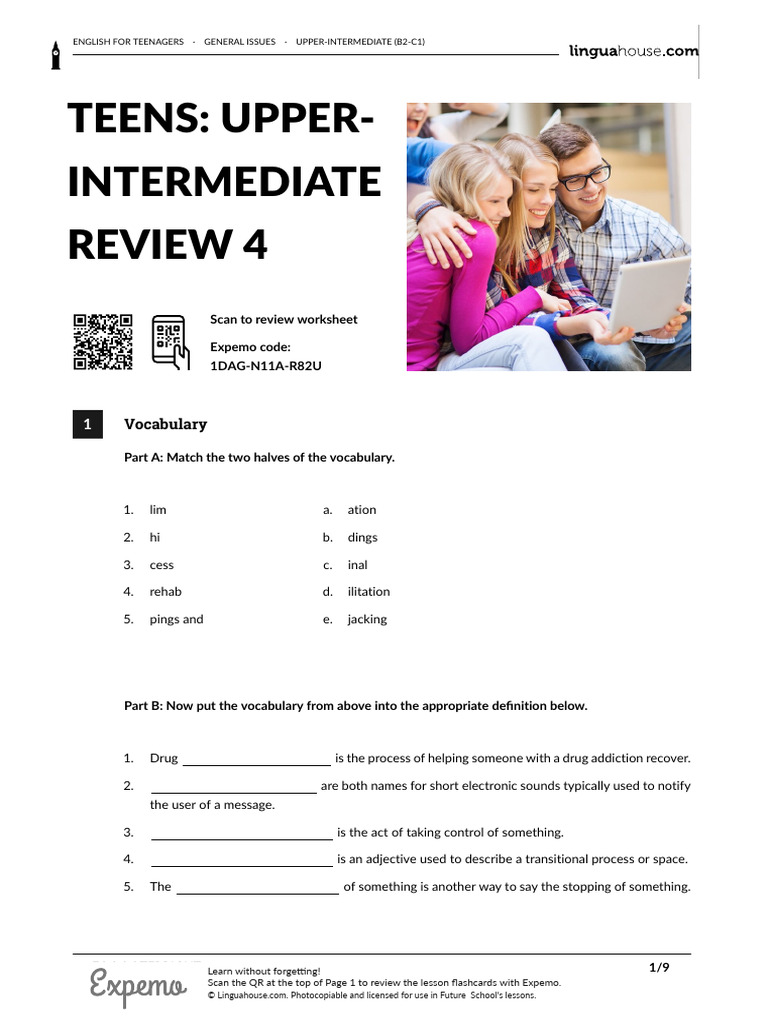Teens Upper Intermediate Review 4 British English Student | PDF | Cyberbullying | Vocabulary