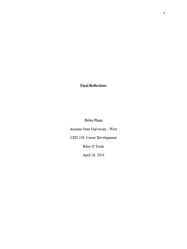 Final Reflection Paper | Download Free PDF | Experience | Psychology