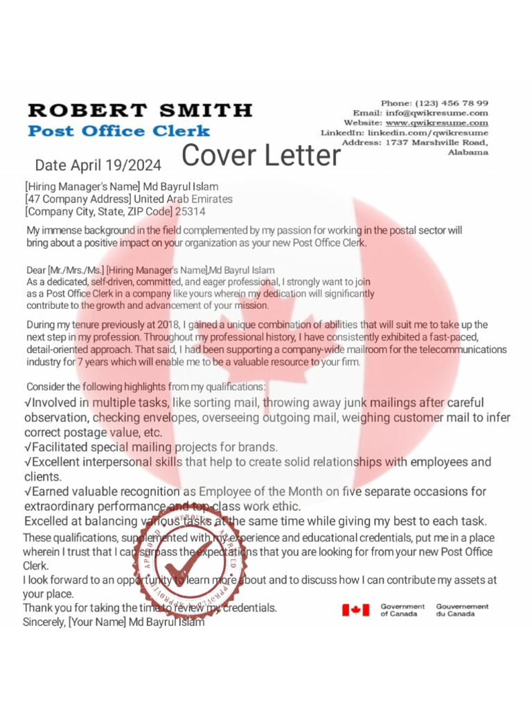 Cover Letter MD Bay Rul Islam | PDF