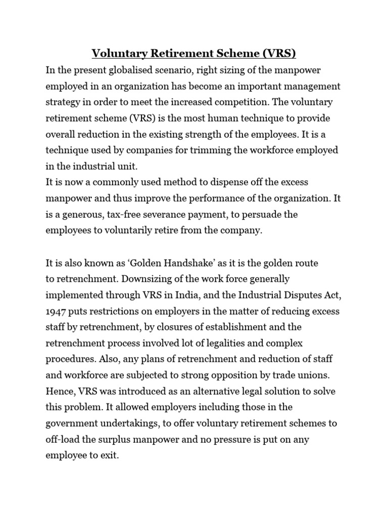 Understanding Voluntary Retirement Schemes | PDF | Employment | Layoff