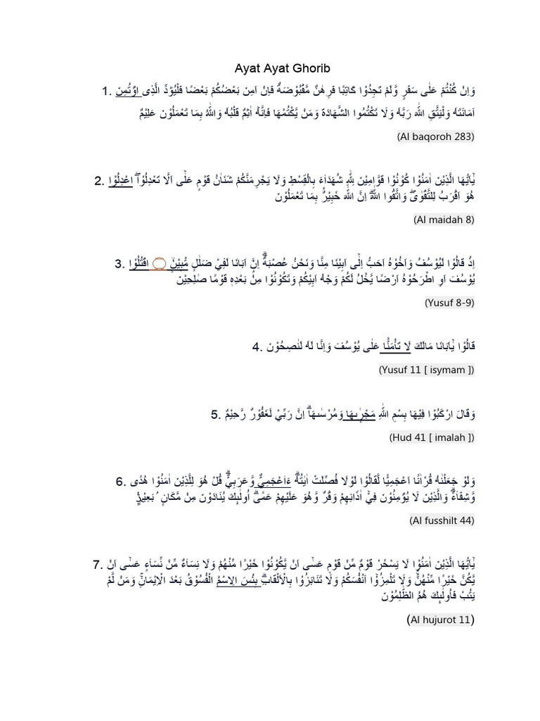 Ayat Ayat Ghorib | PDF