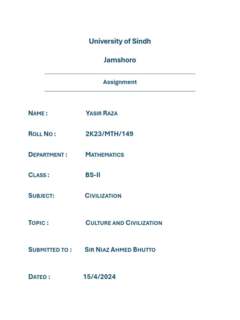 Assignment Culture and Civilization | PDF | Civilization | Identity ...
