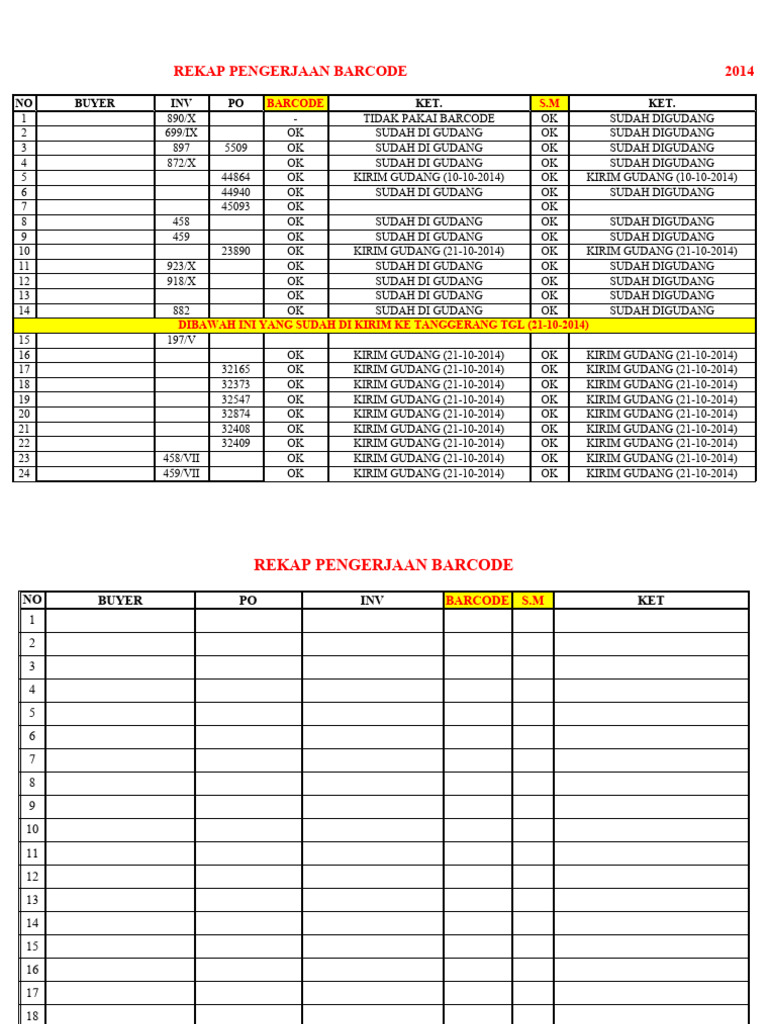 Contoh Rekap Barcode | PDF