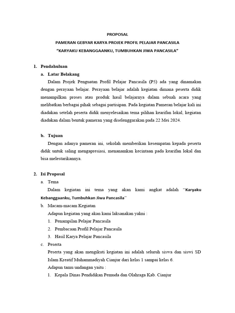 Proposal Fix Pameran 2023-2024 | PDF | Perjalanan | Seni