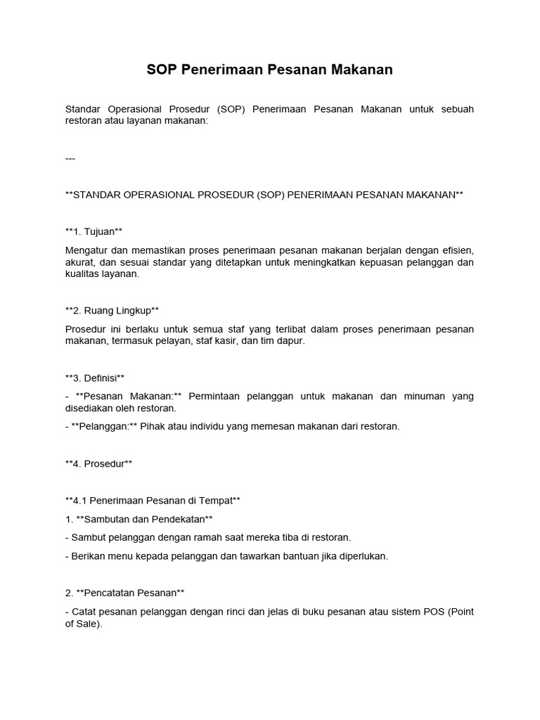 SOP Pelayanan Penjualan Aksesoris Laptop | PDF