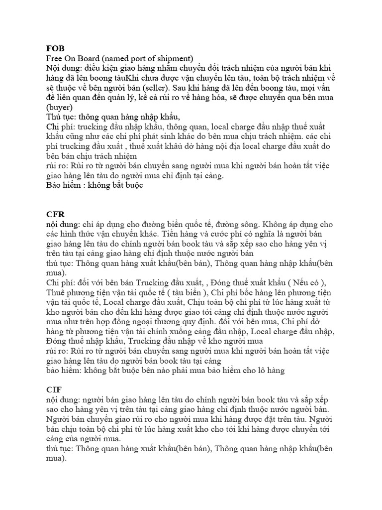 Fob, Cif, CFR | PDF