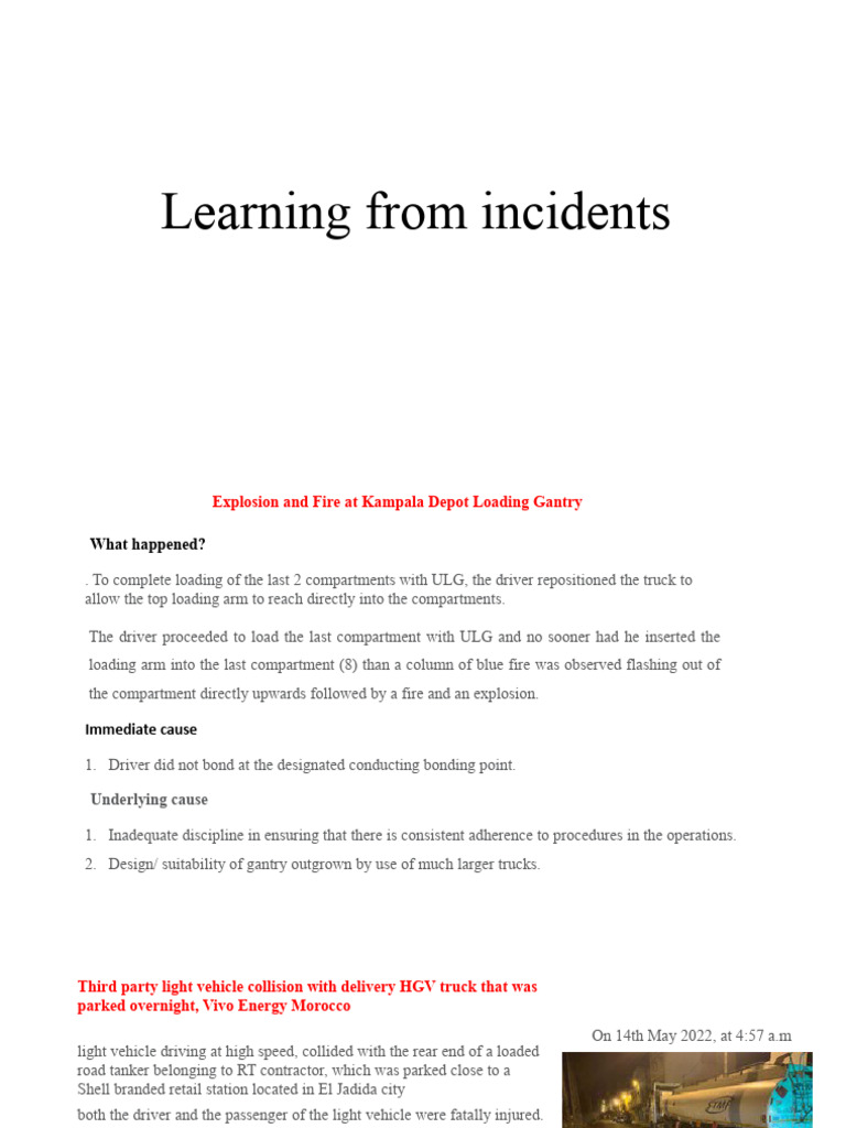 Incident Analysis: Depot Explosions & Accidents | PDF | Truck | Transport