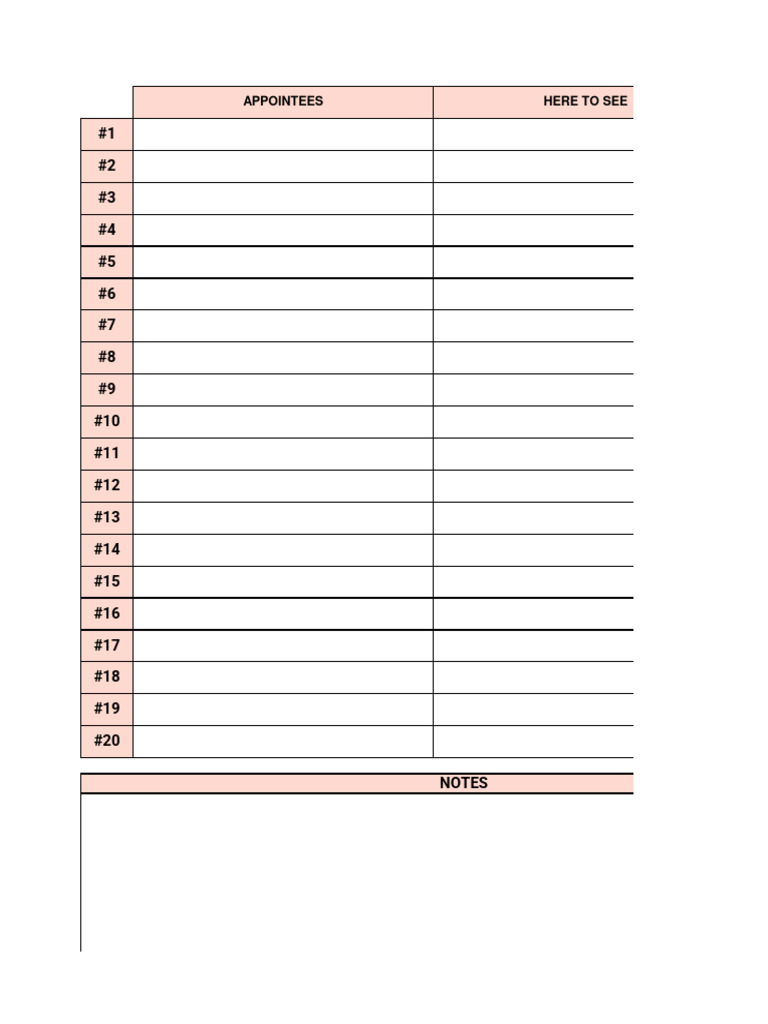 Appointment Sign in Template | PDF