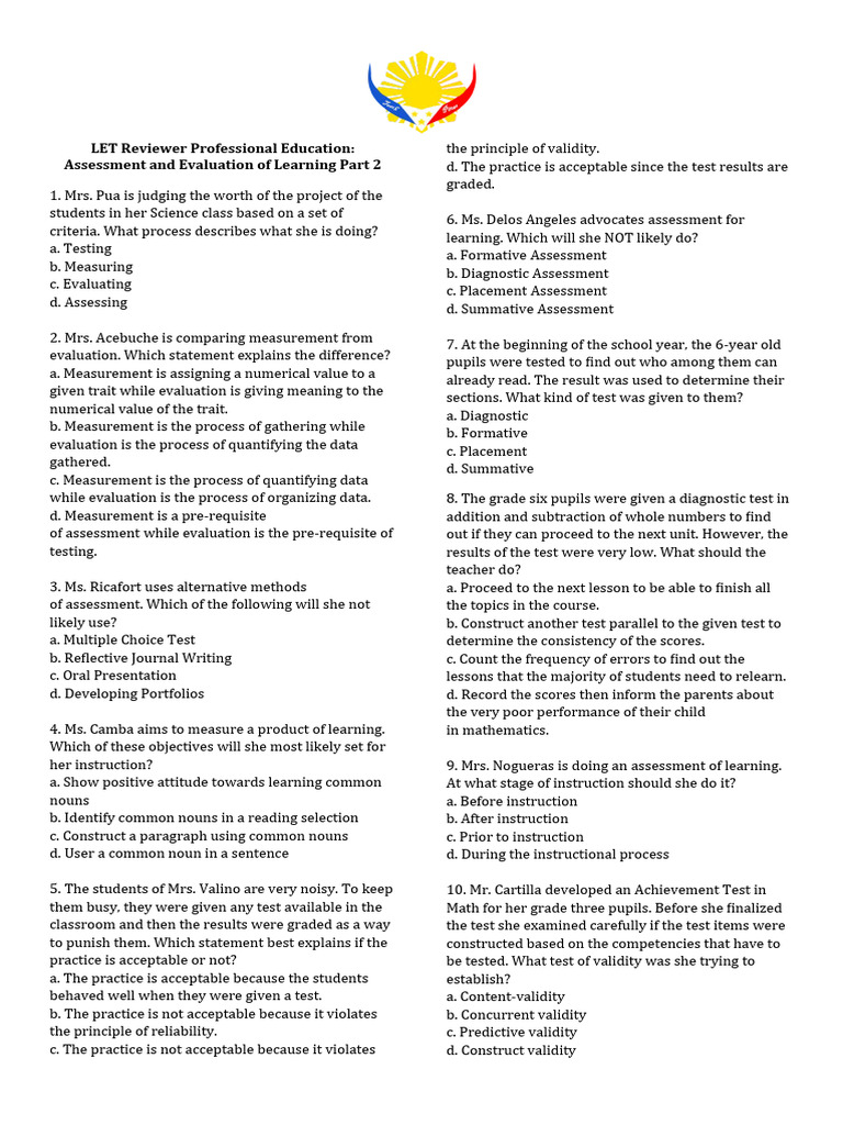Assessment and Evaluation of Learning Part 2 | PDF | Educational Assessment | Rubric (Academic)