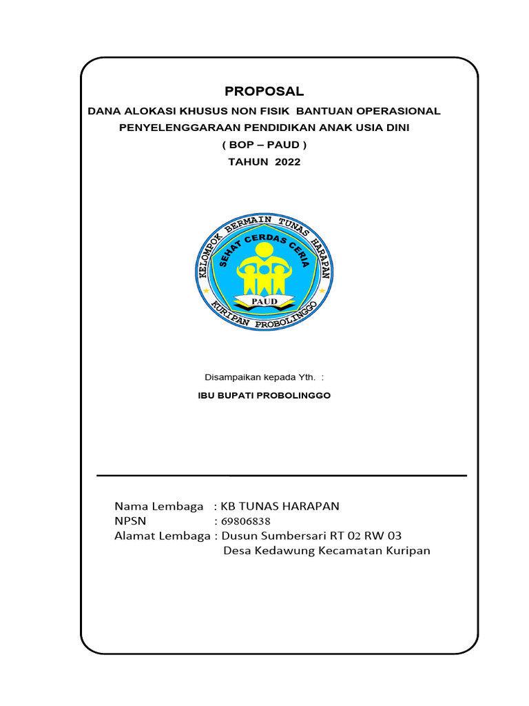 Proposal Bop Paud2021 | PDF