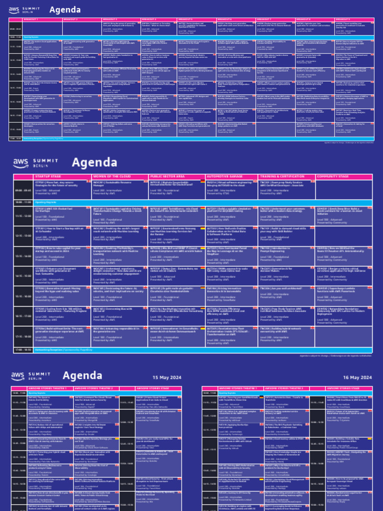 AWS Summit Berlin 2024 Agenda | PDF | Amazon Web Services | Cloud Computing