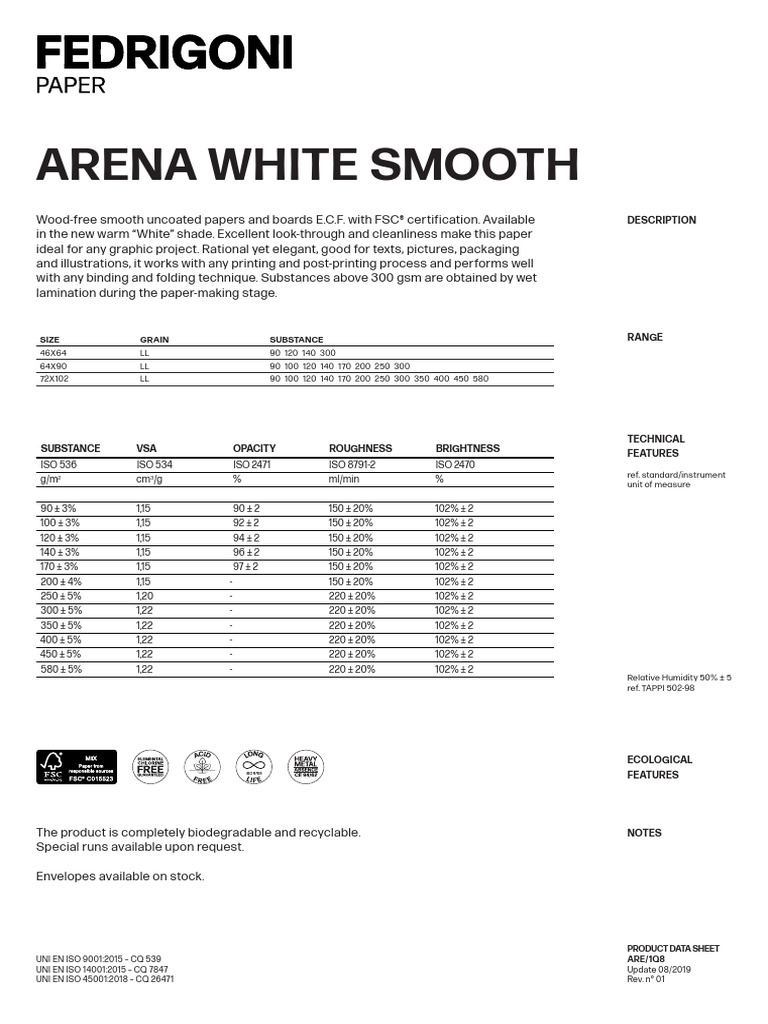 Arena Smooth Eng | PDF | Paper | Printing