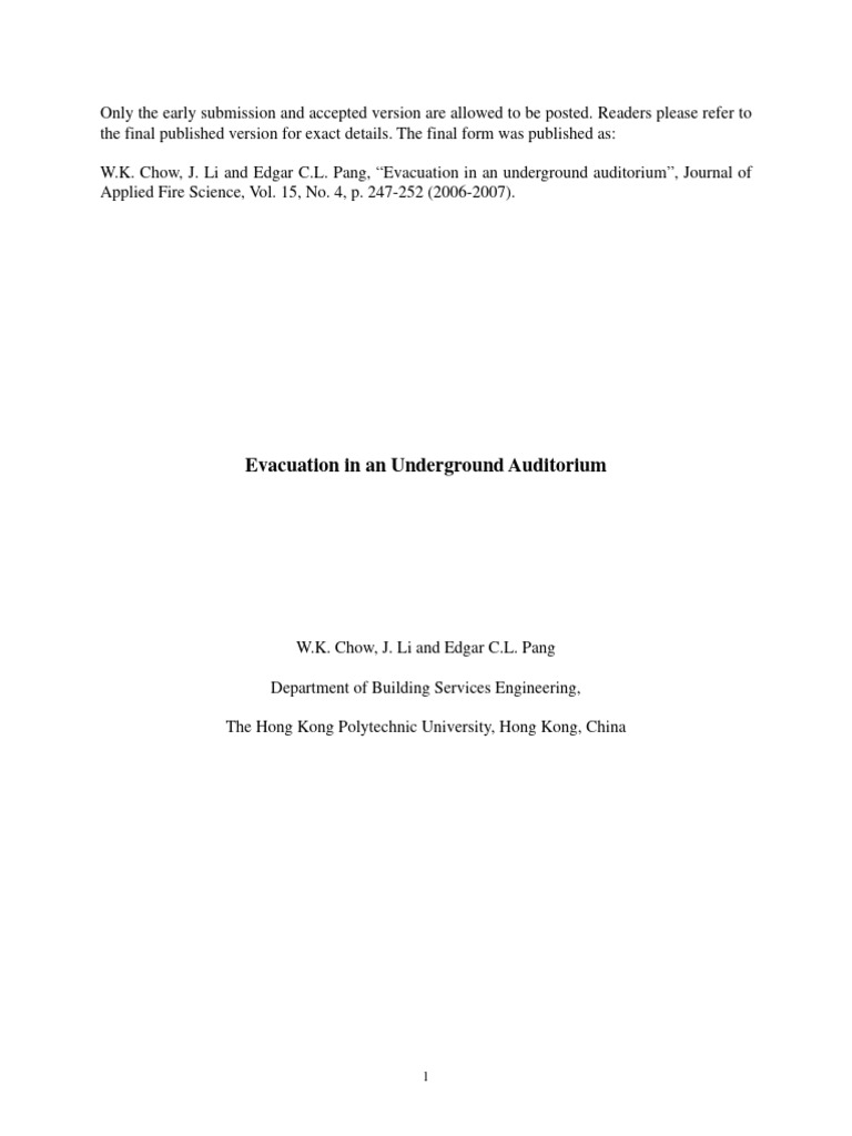 Evacuation in An Underground Auditorium | PDF | Stairs