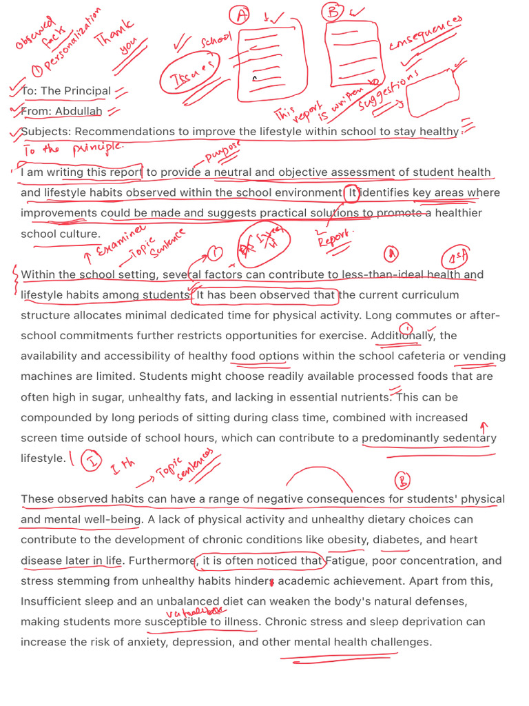 To The Principal Report Sample | PDF | Determinants Of Health | Health Care