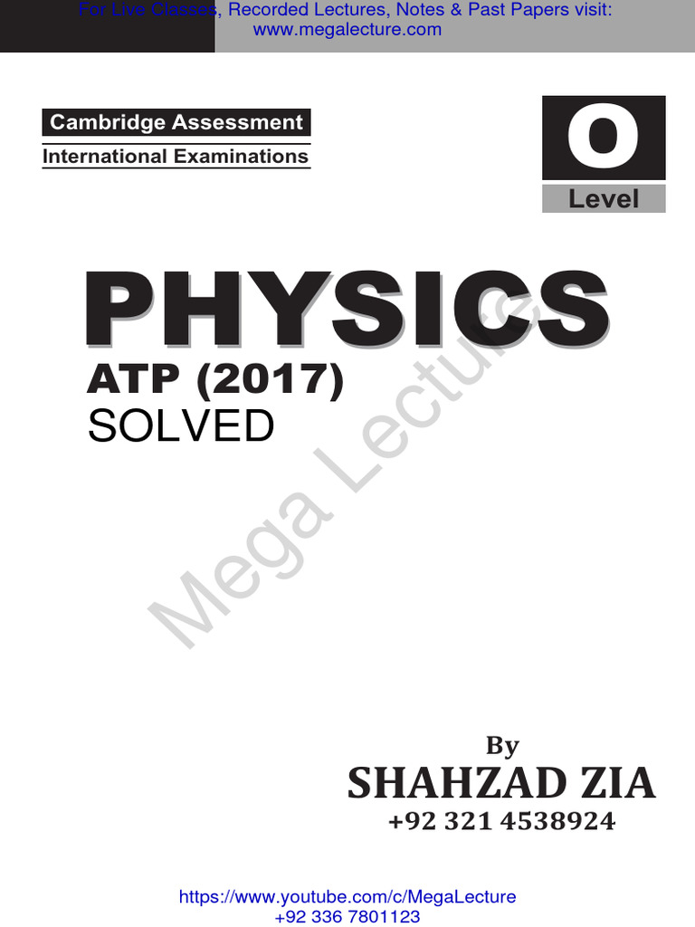 O Level Physics ATP Solved 2017 | PDF | Voltage | Speed