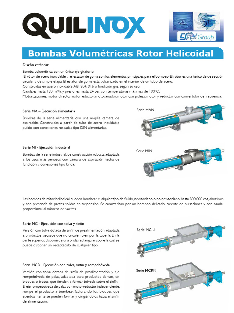 Bombas Volumétricas Rotor Helicoidal | PDF | Bomba | Ingeniería mecánica