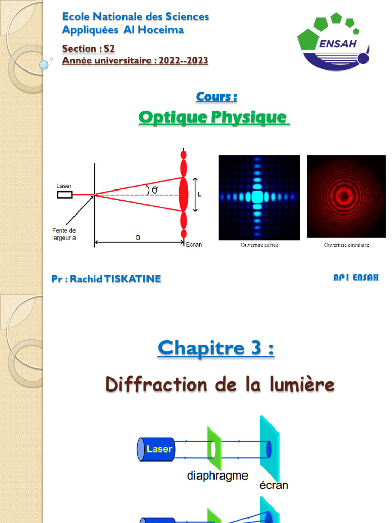 Diffraction de la lumière en optique | PDF | Diffraction | Lumière